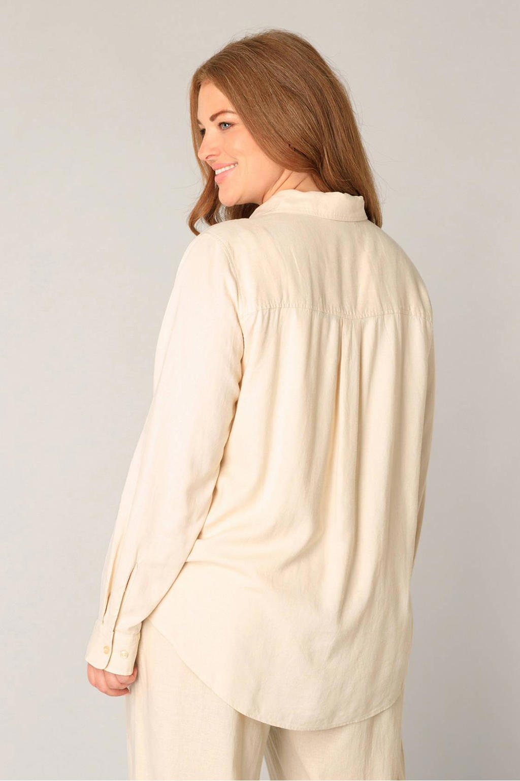 Base Level Curvy blouse met linnen beige | wehkamp