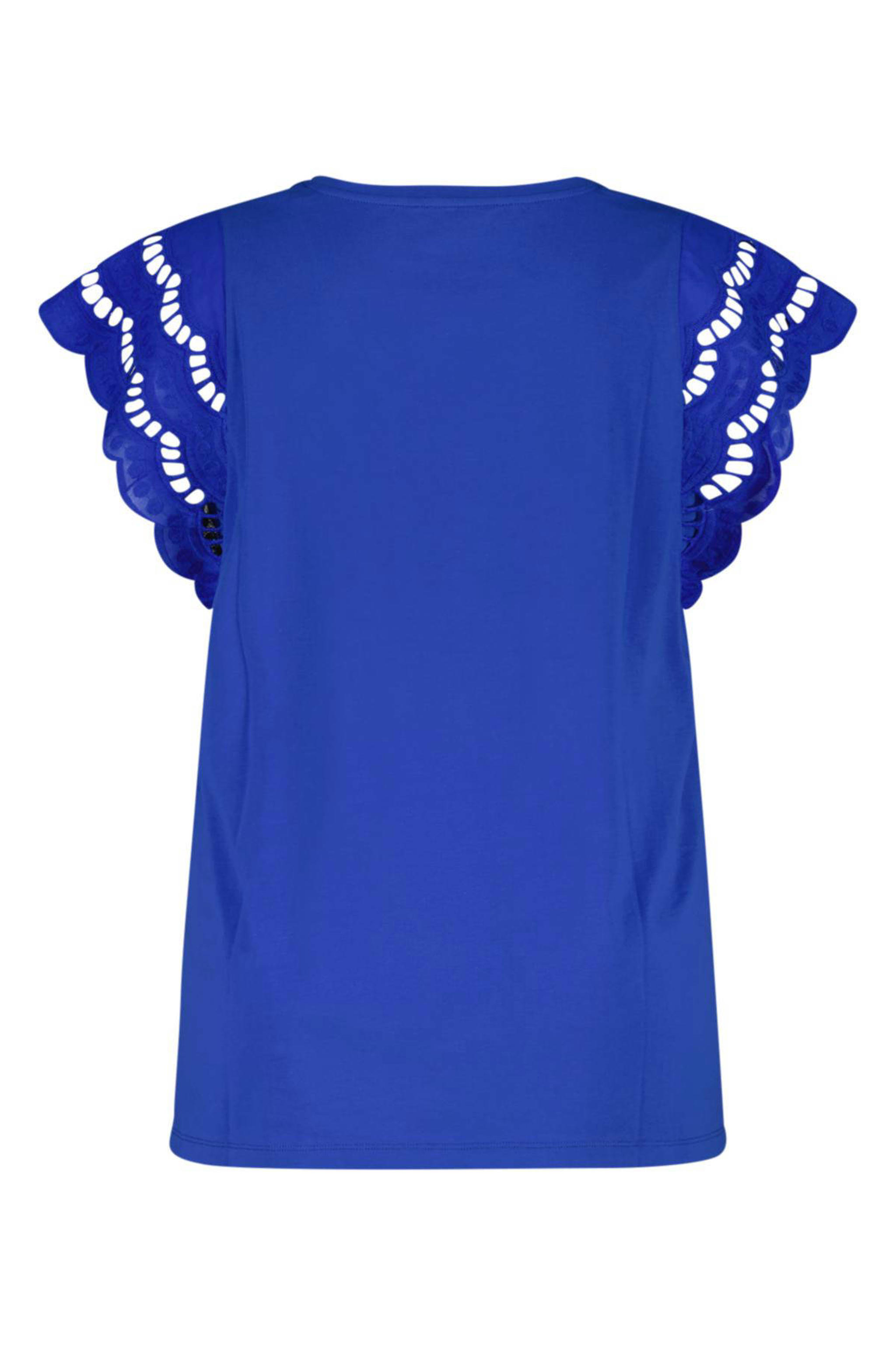 MS Mode top met open detail met broderie kobaltblauw | wehkamp