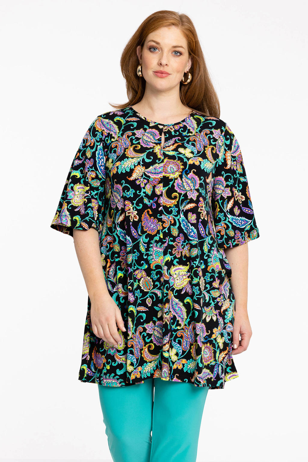 Yoek tuniek DOLCE van travelstof met all over print zwart/multi | wehkamp