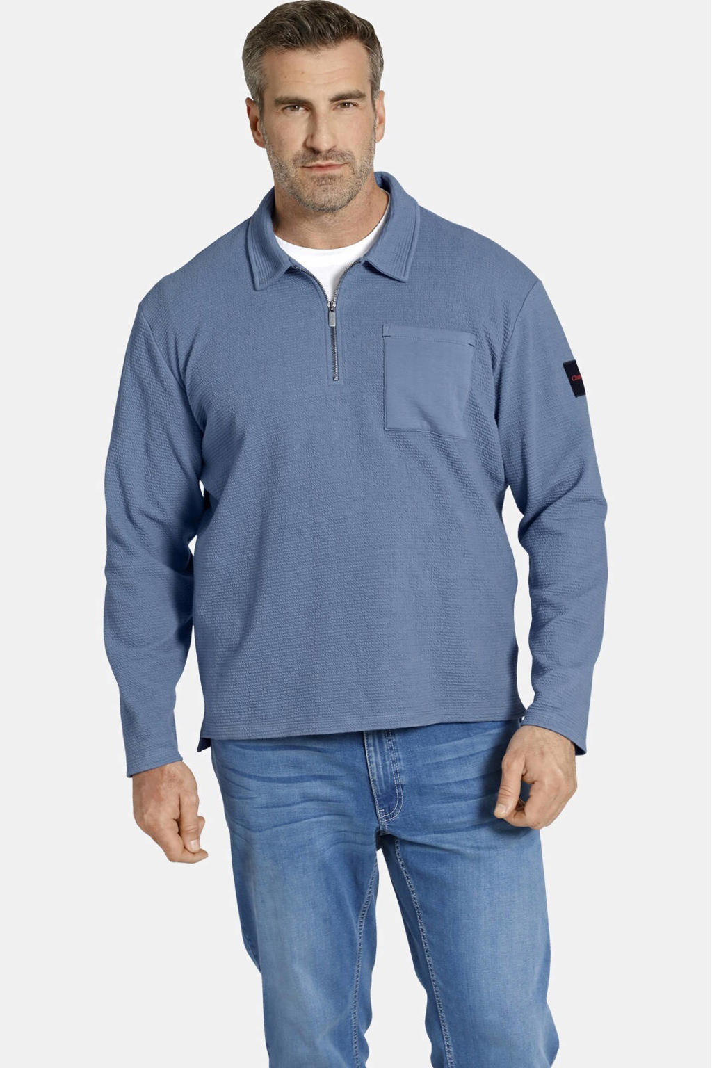 Charles Colby sweater EARL VASS Plus Size blauw | wehkamp