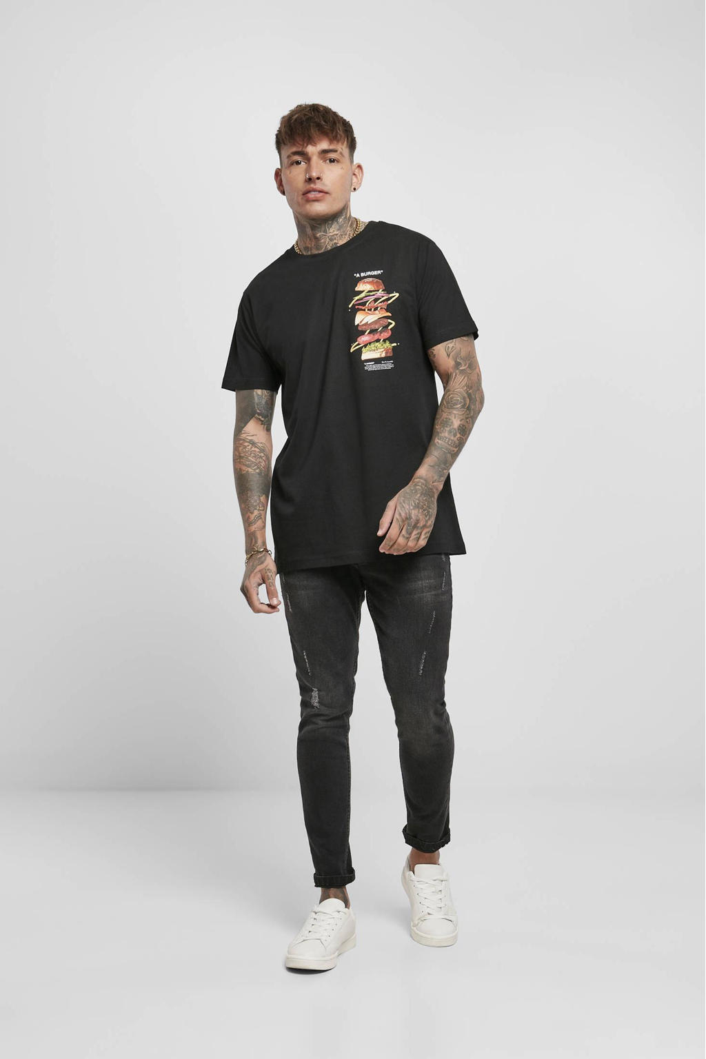 Mister Tee T-shirt A Burger met printopdruk zwart | wehkamp