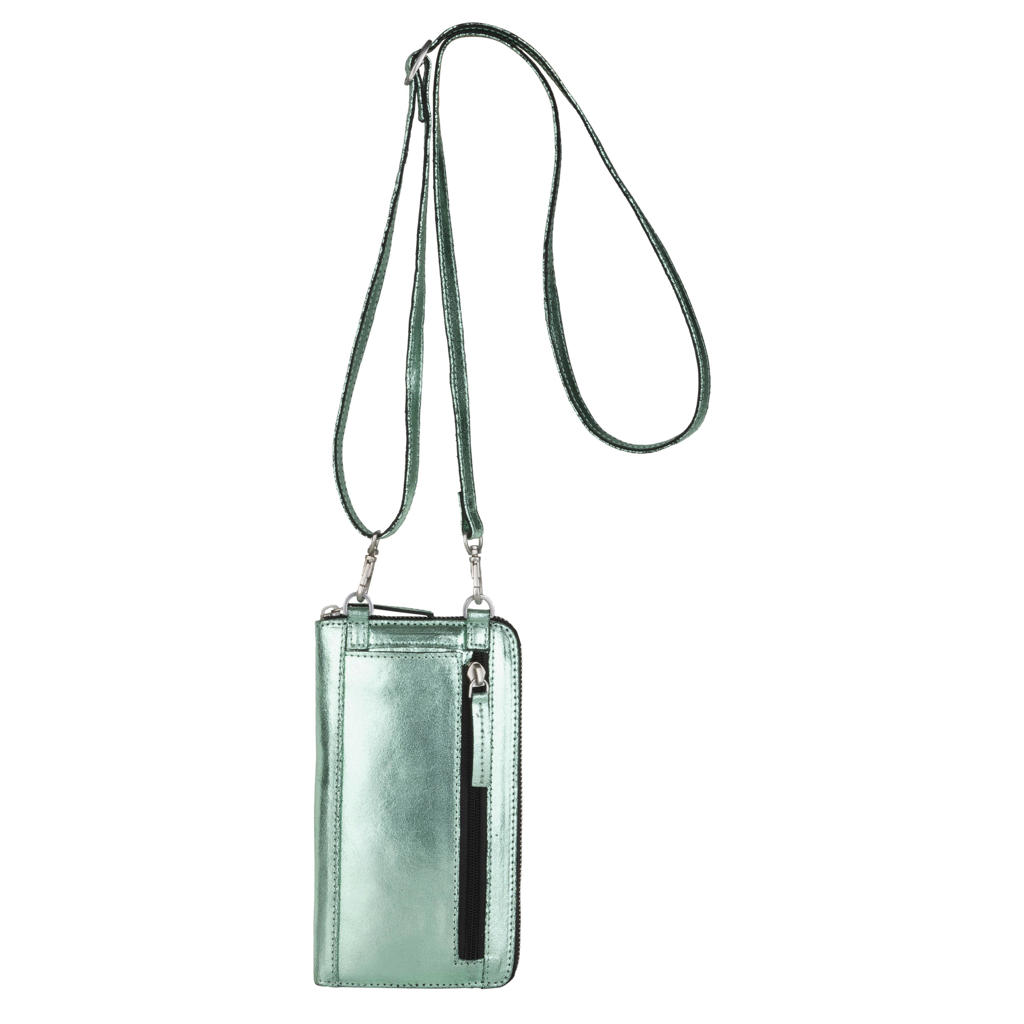 Legend metallic leren crossbody tas Ibiza groen | wehkamp