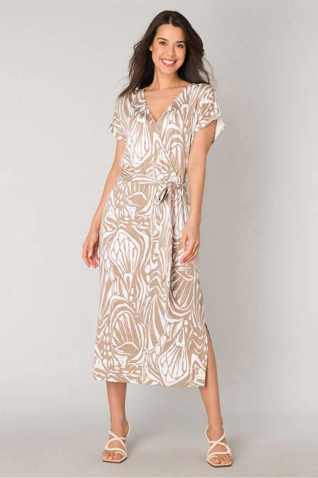 Yest jurk met all over print ecru/zand | wehkamp