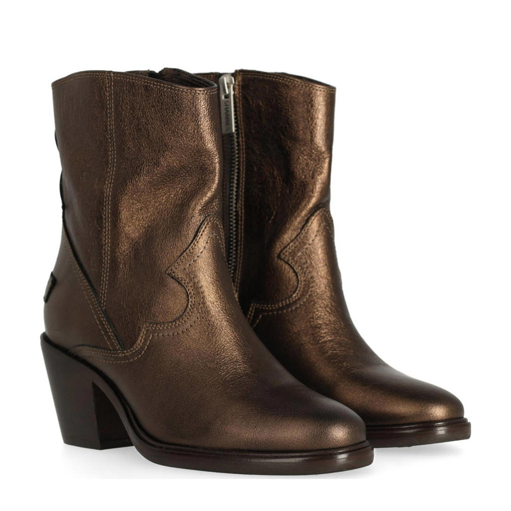 Shabbies Amsterdam Julie leren enkellaarzen brons | wehkamp