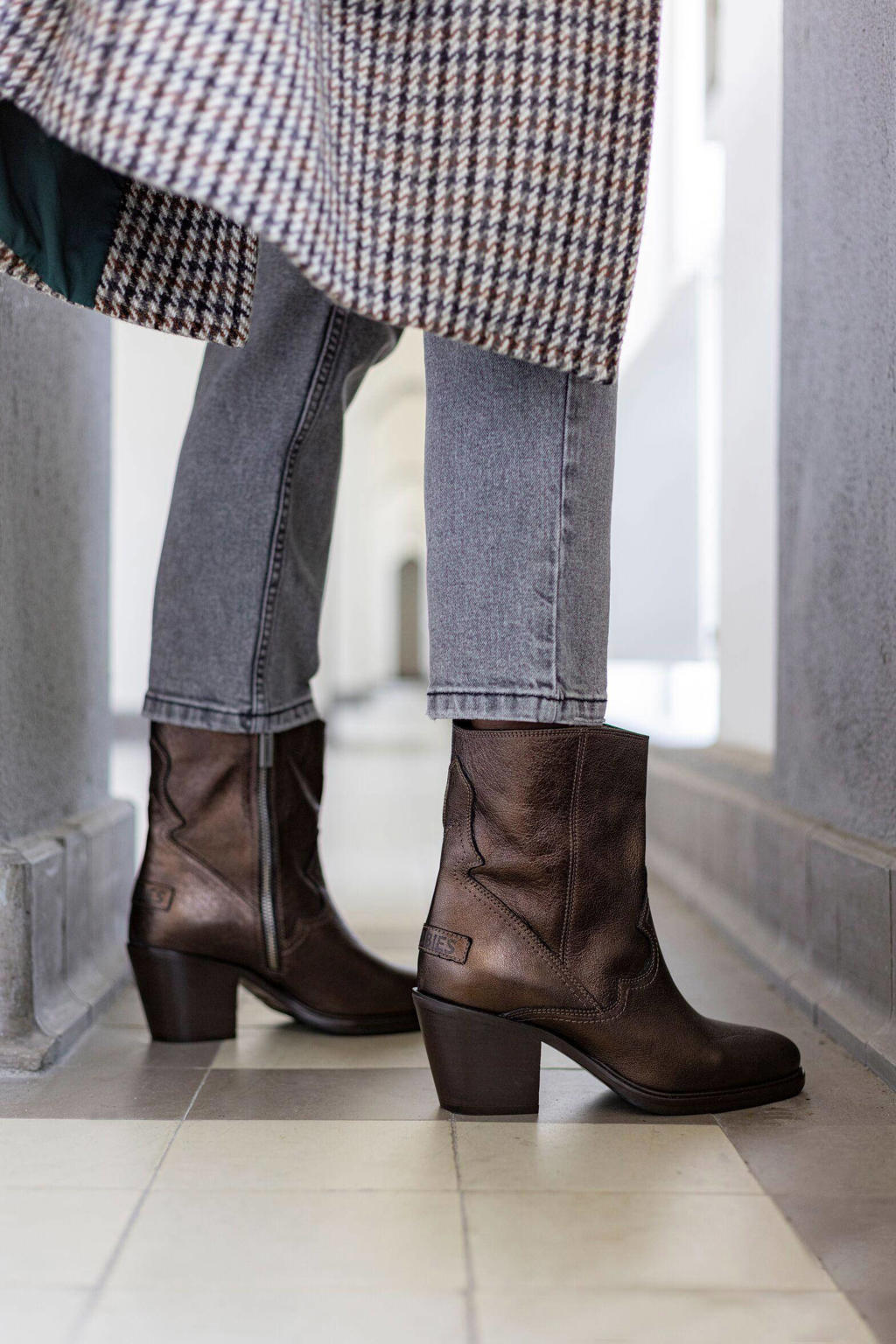 Shabbies Amsterdam Julie leren enkellaarzen brons | wehkamp