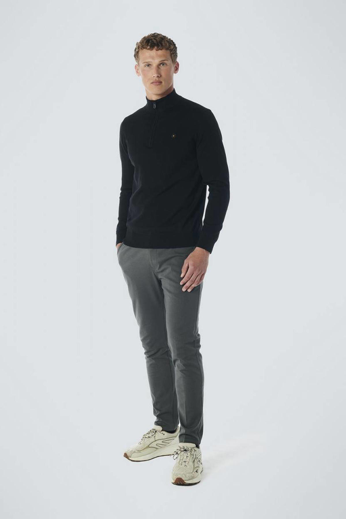No Excess fijngebreide coltrui met logo 020 black | wehkamp