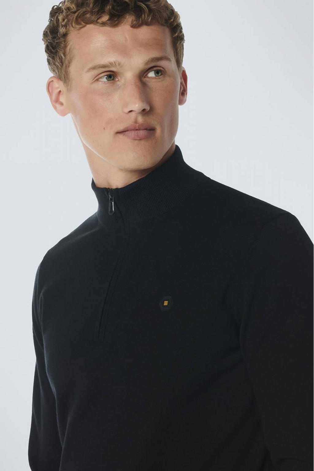 No Excess fijngebreide coltrui met logo 020 black | wehkamp