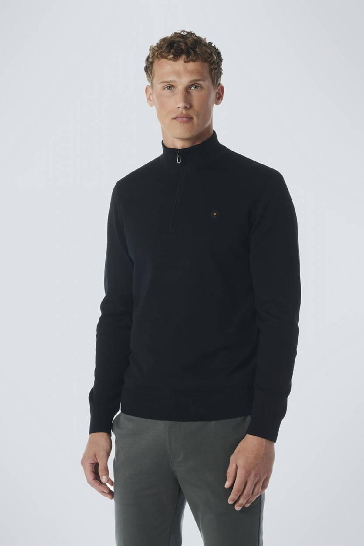 No Excess fijngebreide coltrui met logo 020 black | wehkamp