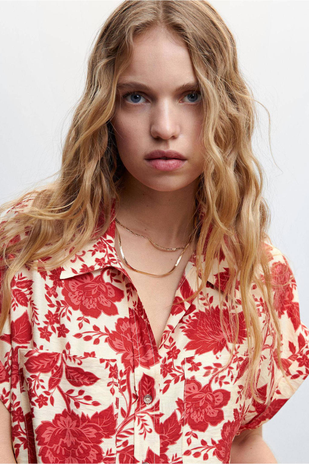 Mango gebloemde blouse rood/ecru | wehkamp