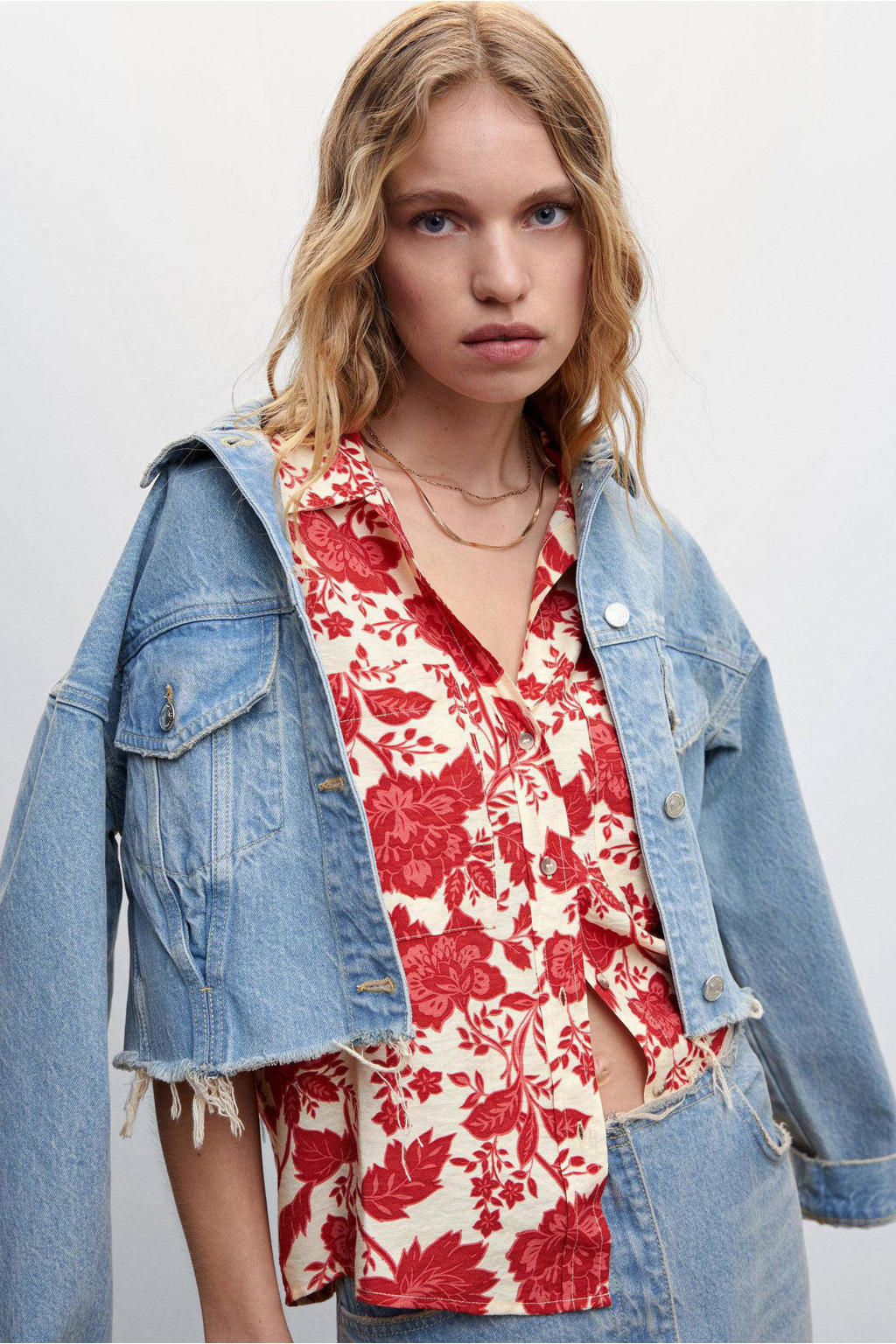 Mango gebloemde blouse rood/ecru | wehkamp