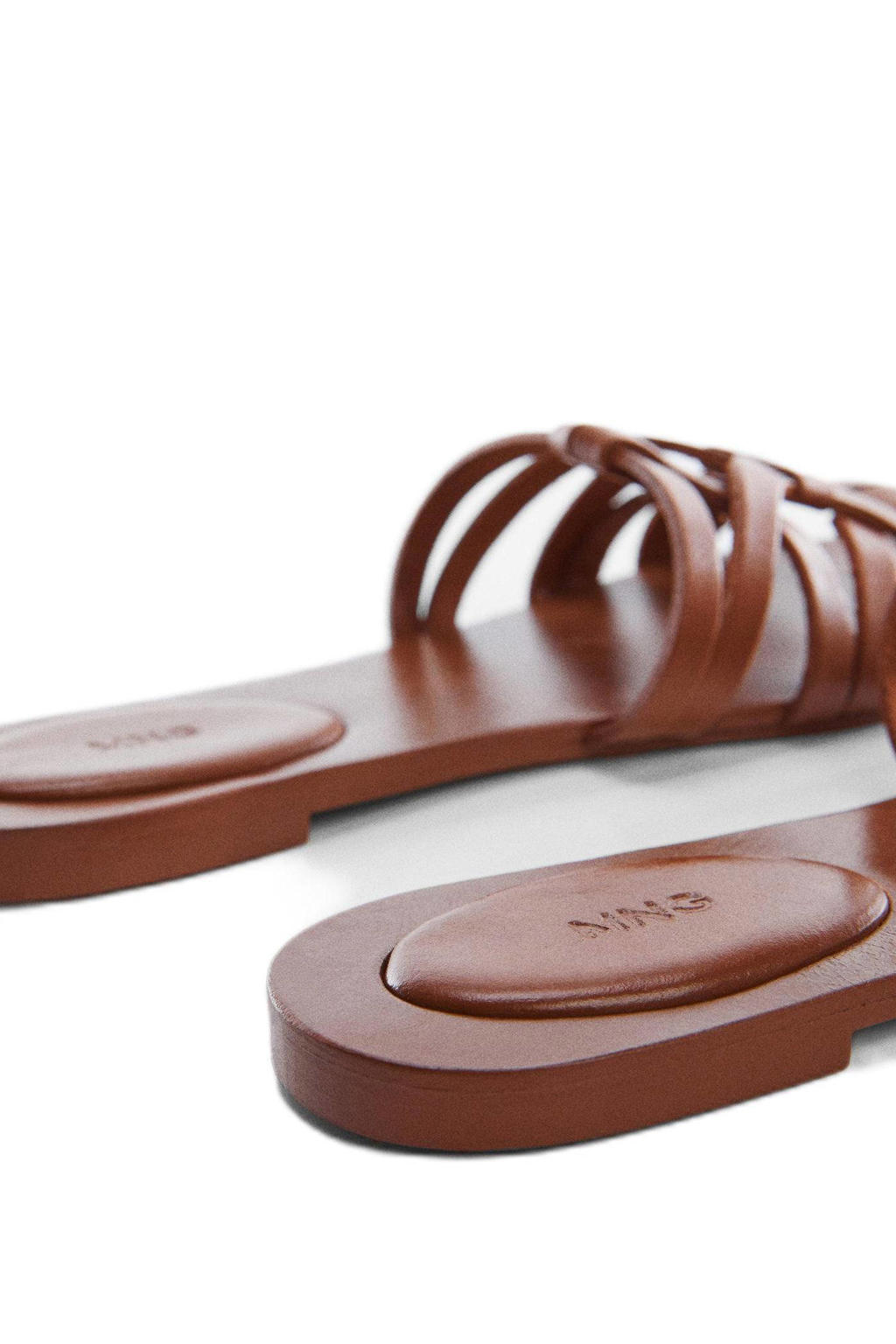Mango leren slippers bruin kopen? | Morgen in huis | wehkamp