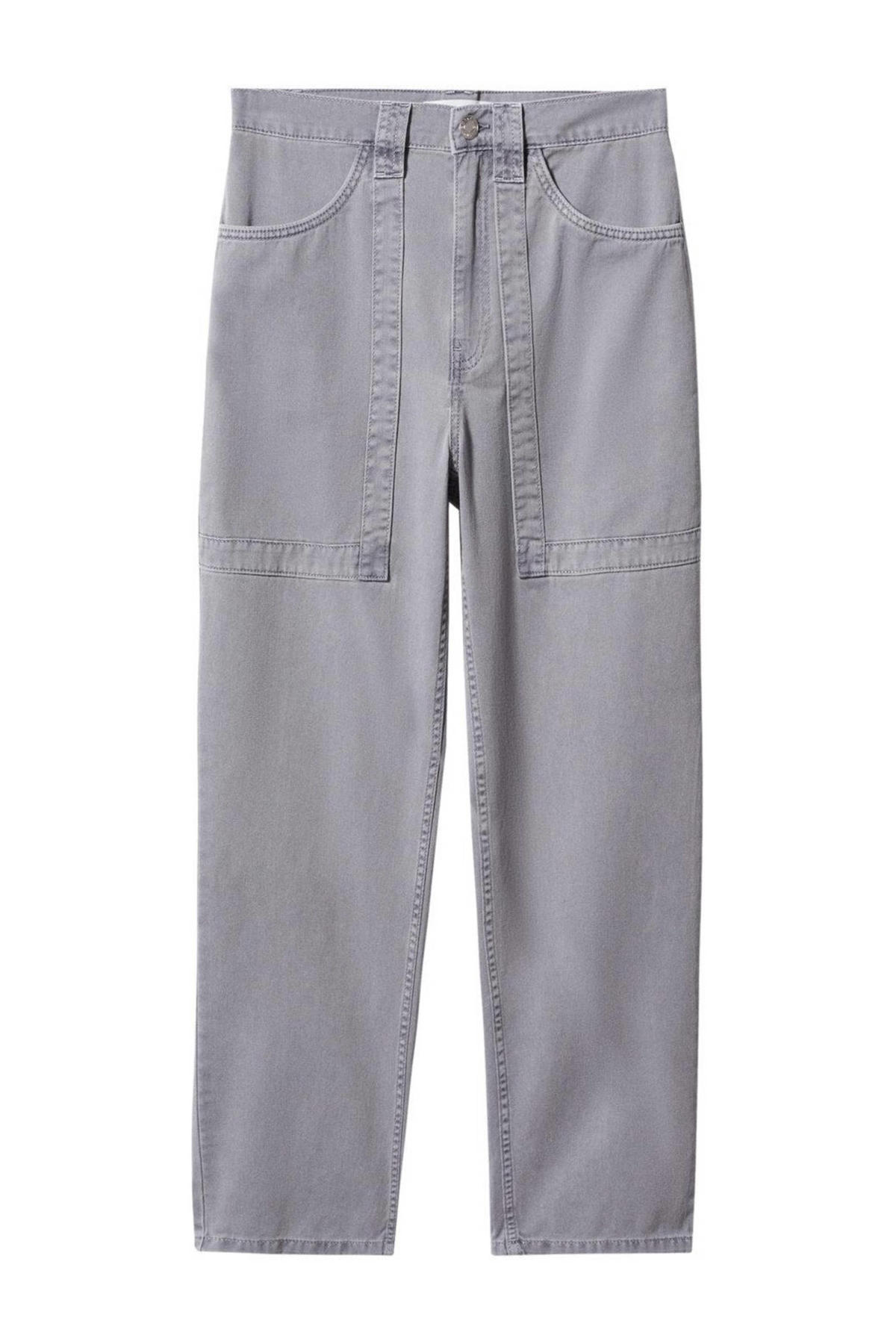Mango cropped high waist straight fit jeans grey denim | wehkamp