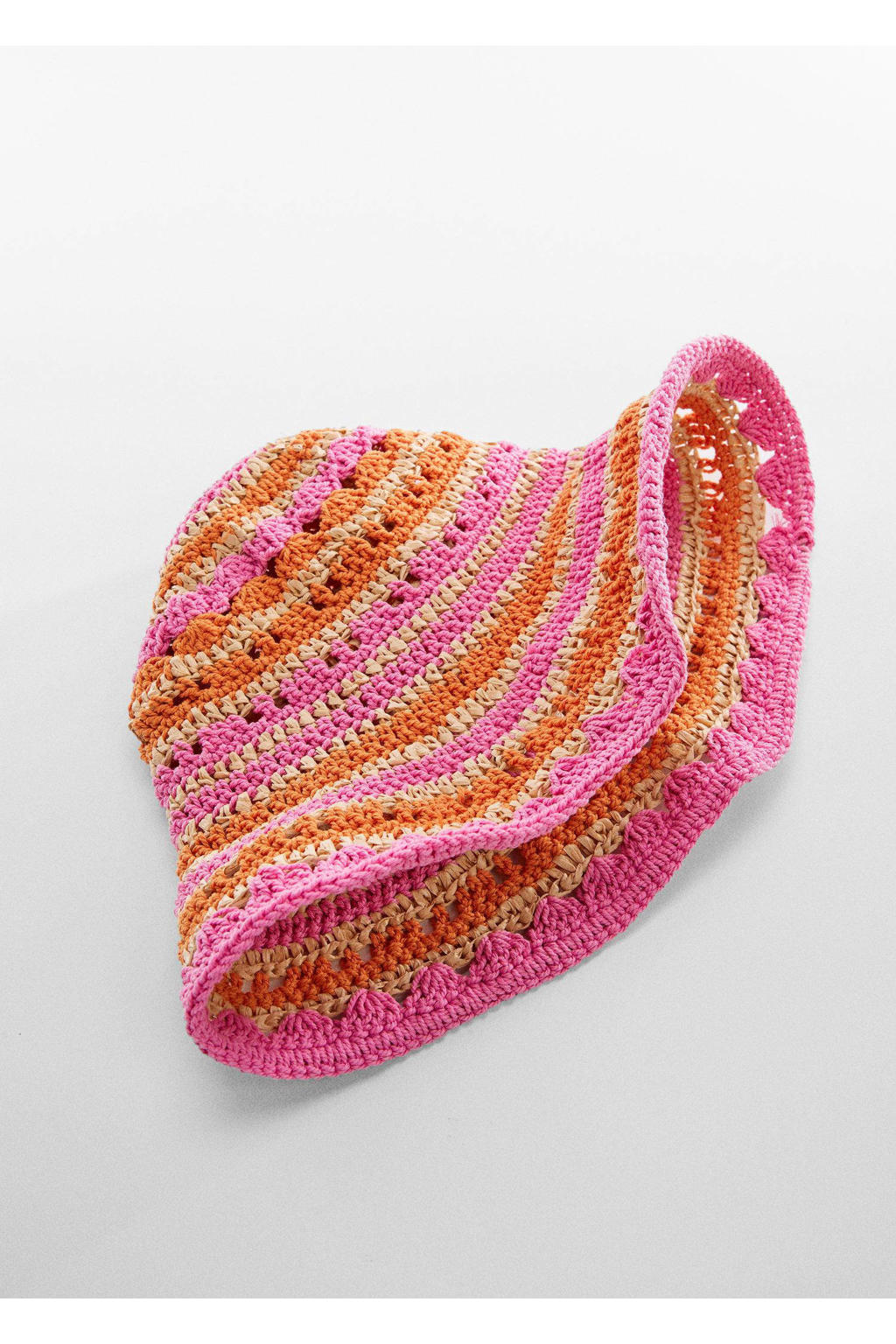 Mango crochet bucket hat oranje/fuchsia | wehkamp