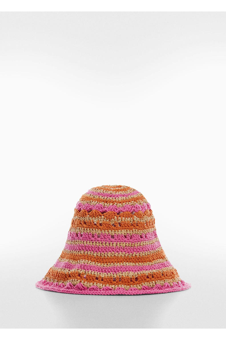 Mango crochet bucket hat oranje/fuchsia | wehkamp