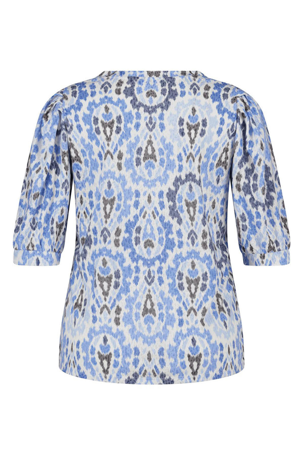 MS Mode top met all over print lichtblauw/ ecru | wehkamp