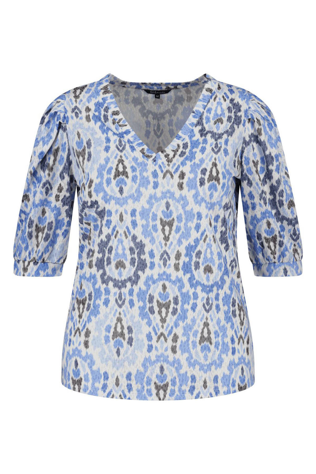 MS Mode top met all over print lichtblauw/ ecru | wehkamp