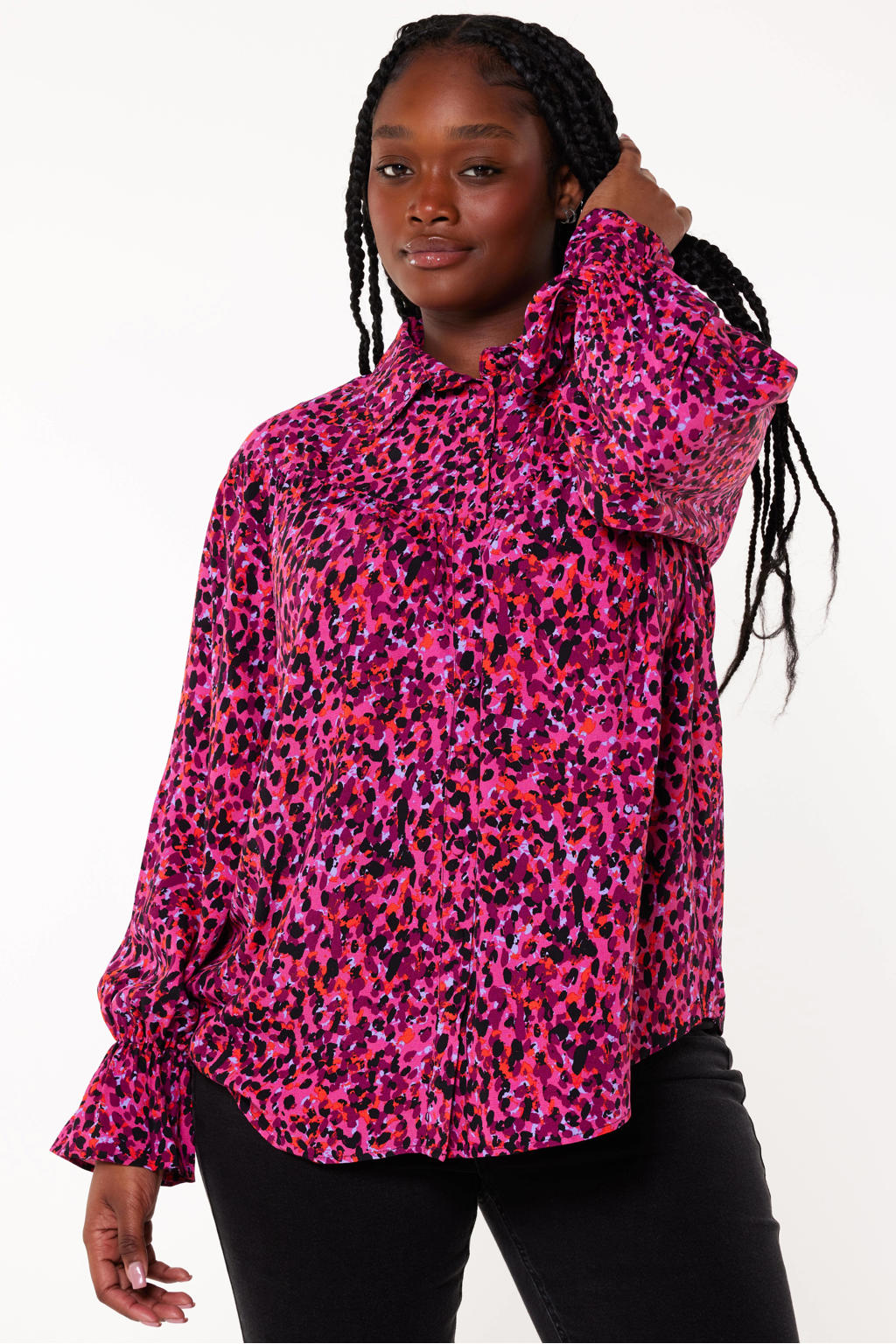 MS Mode blouse met dierenprint roze/zwart | wehkamp