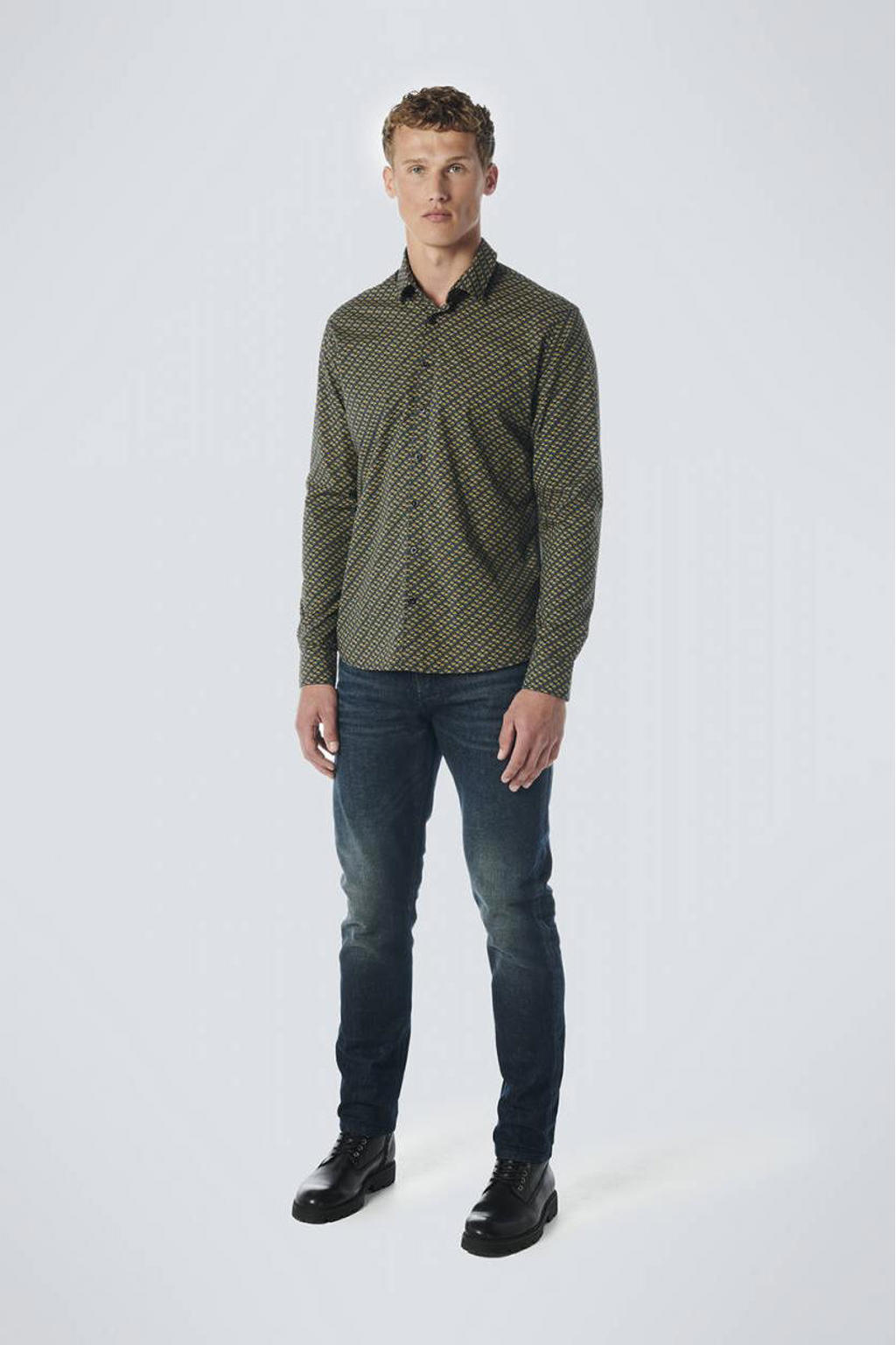 No Excess slim fit overhemd met all over print olive | wehkamp