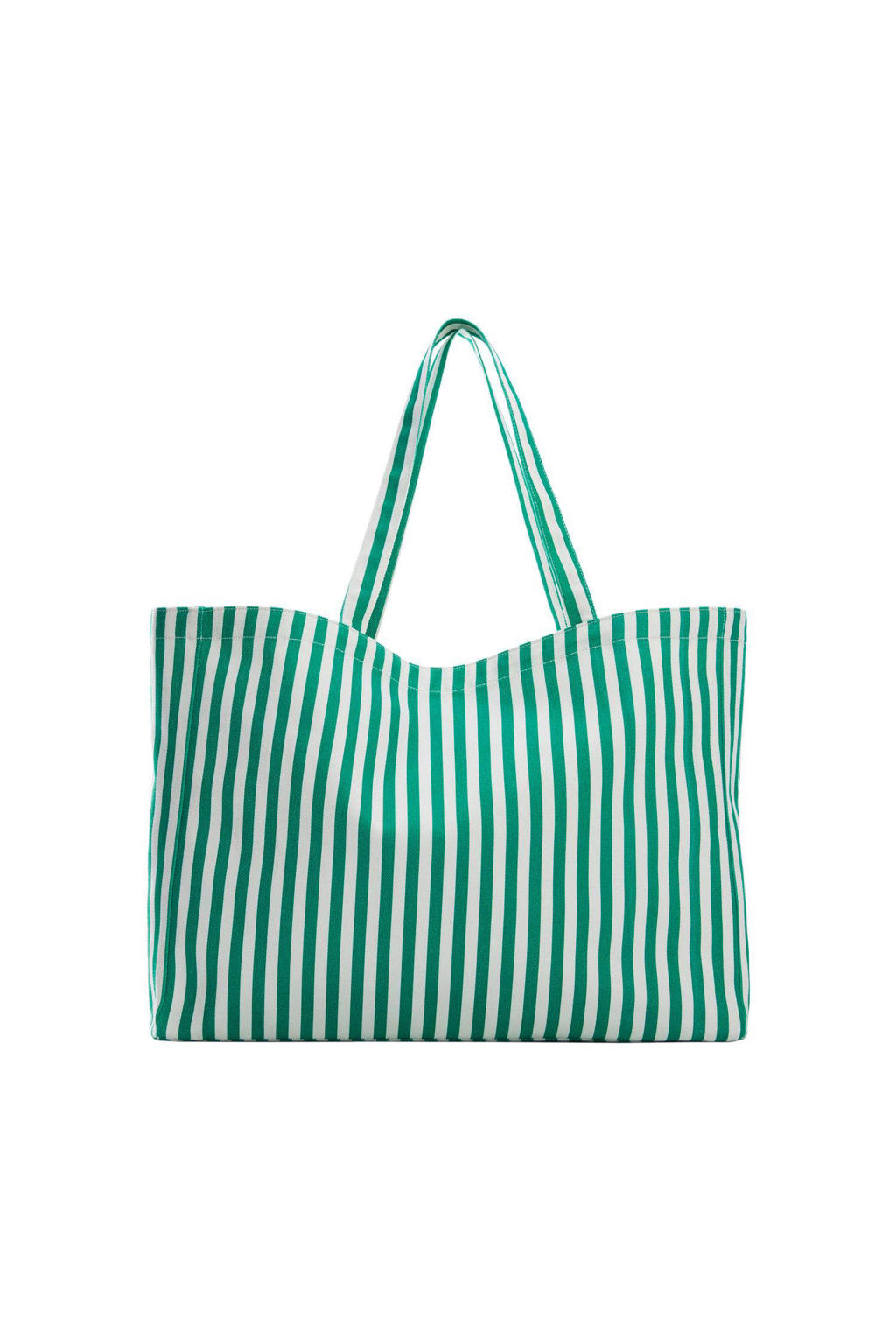 Mango gestreepte shopper groen/wit | wehkamp
