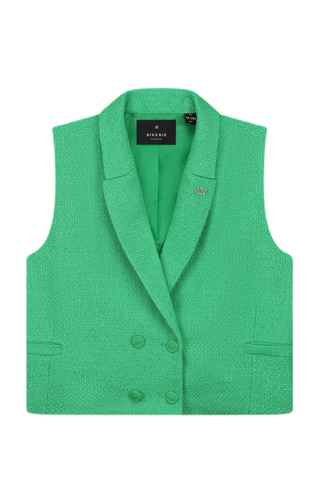 NIK&NIK gilet Sherry met textuur groen | wehkamp