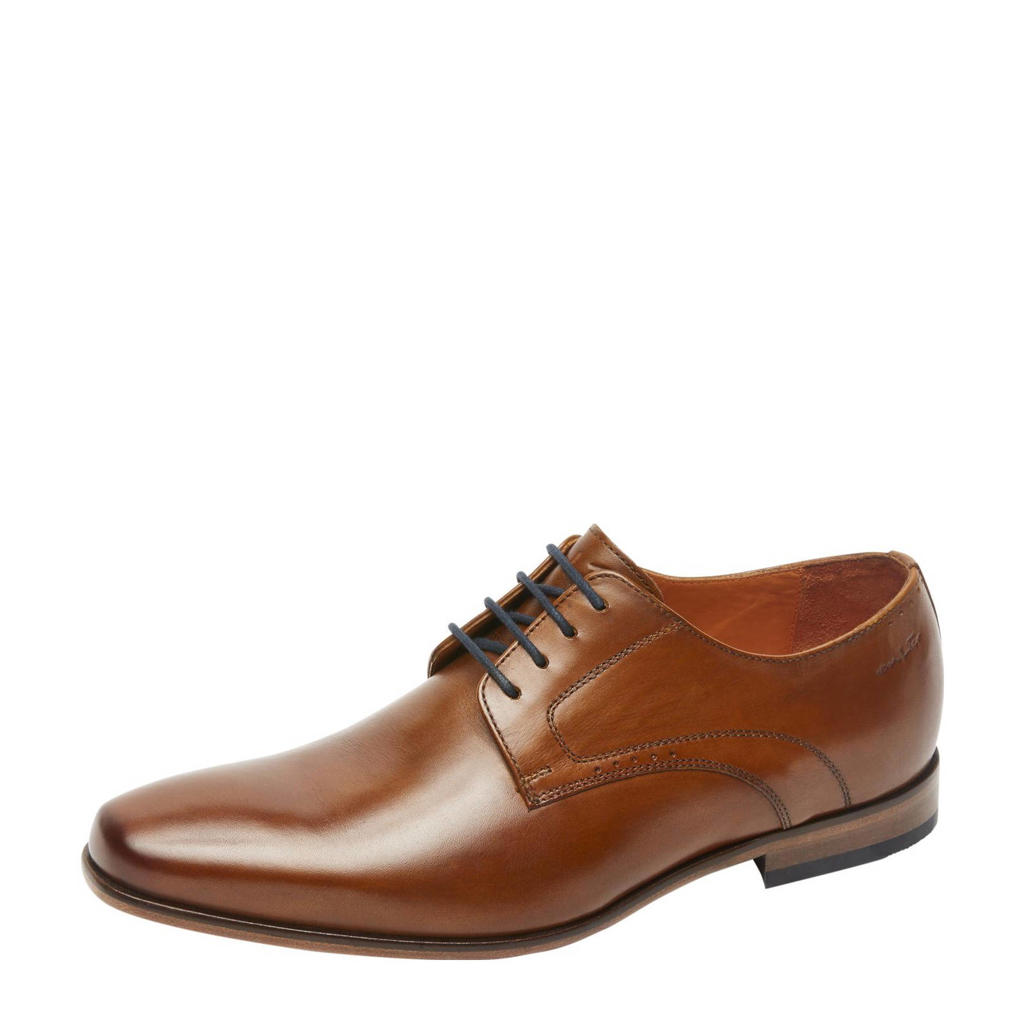 Van Lier Rhodes leren veterschoenen cognac | wehkamp
