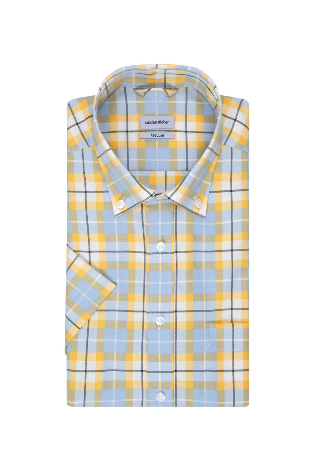 Seidensticker geruit regular fit overhemd geel | wehkamp