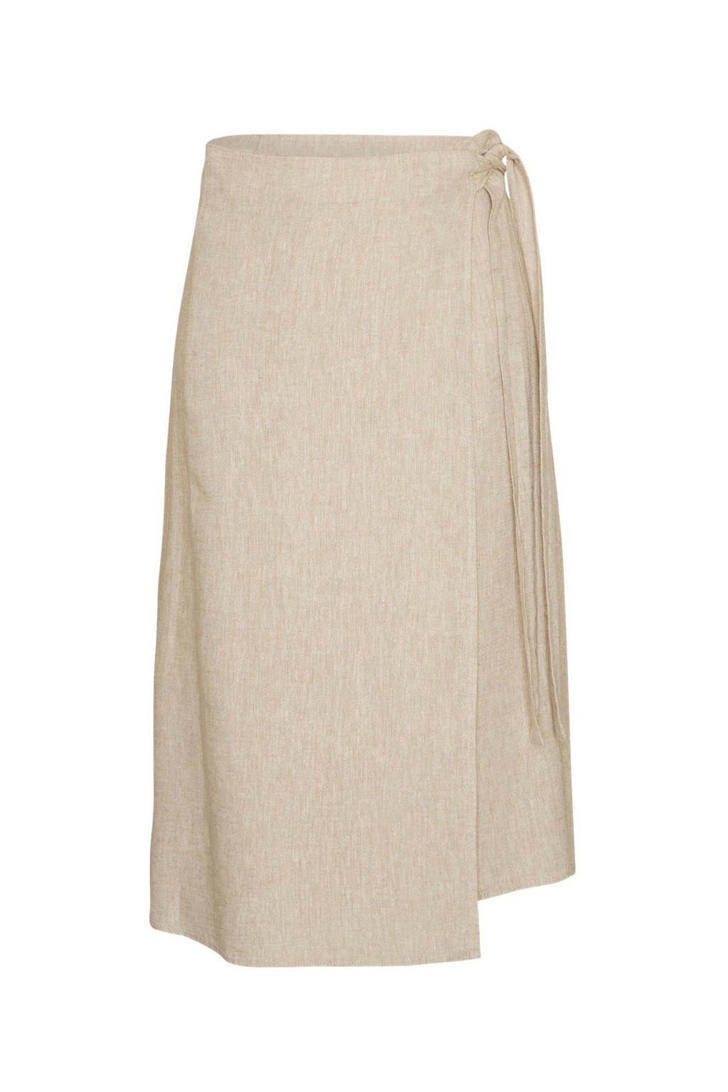 MSCH Copenhagen gemêleerde wikkelrok MSCHGinia Wrap Skirt zand | wehkamp
