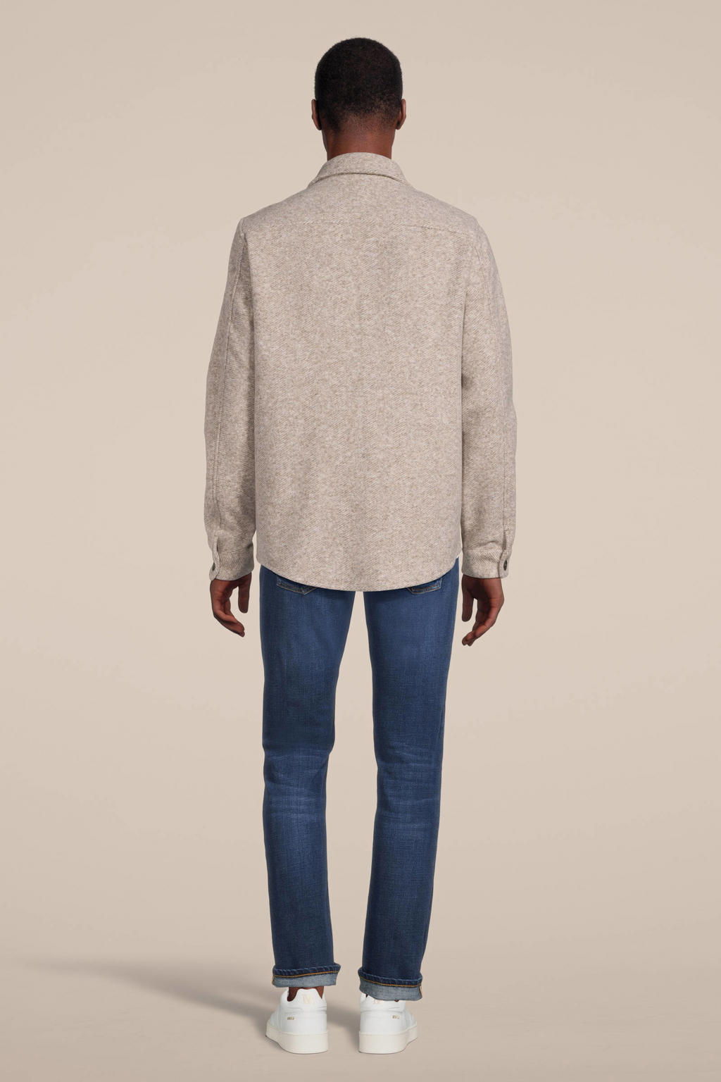 Profuomo regular fit overshirt met wol beige | wehkamp
