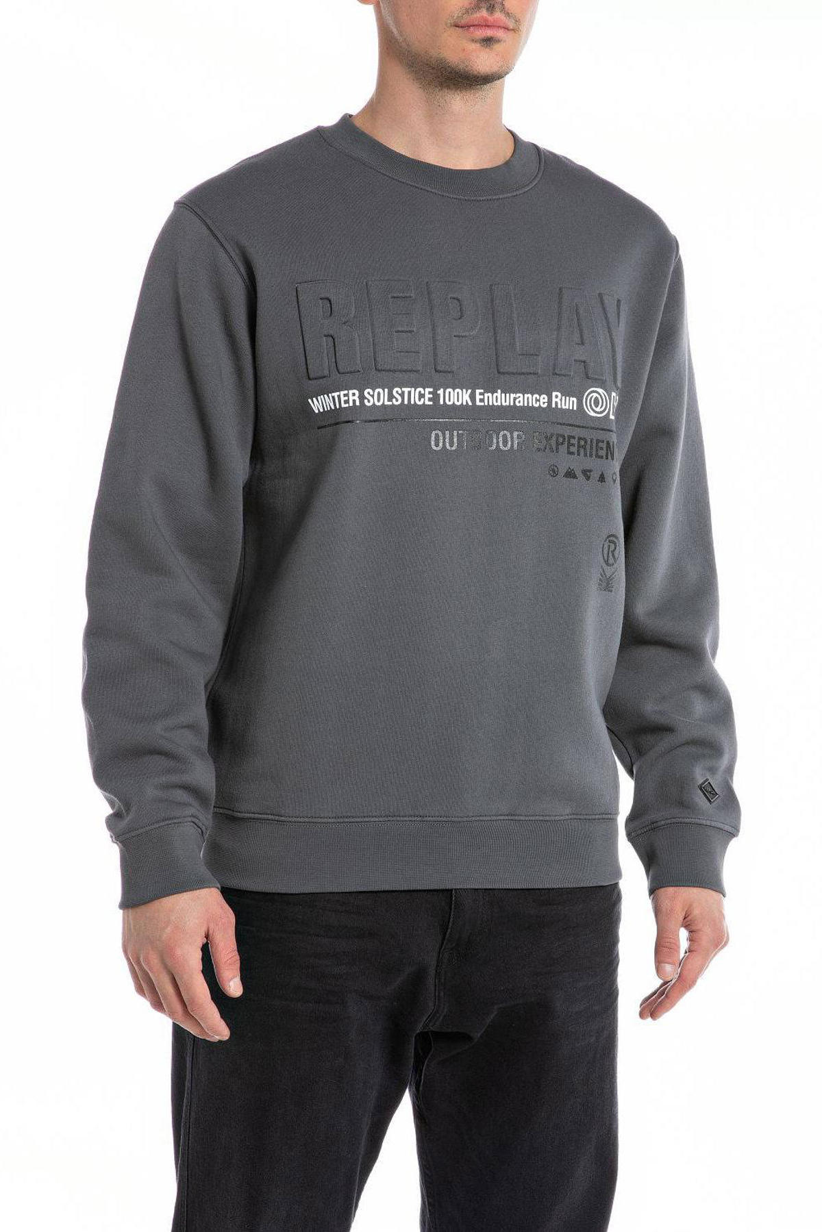 REPLAY sweater met printopdruk titanium | wehkamp