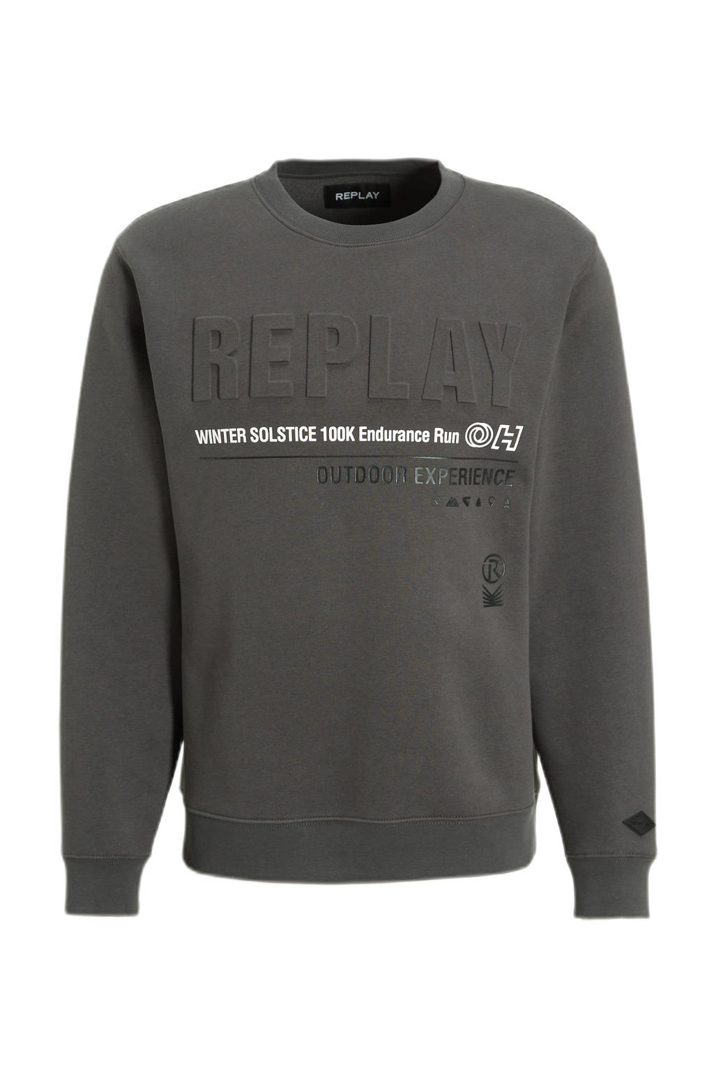 REPLAY sweater met printopdruk titanium | wehkamp