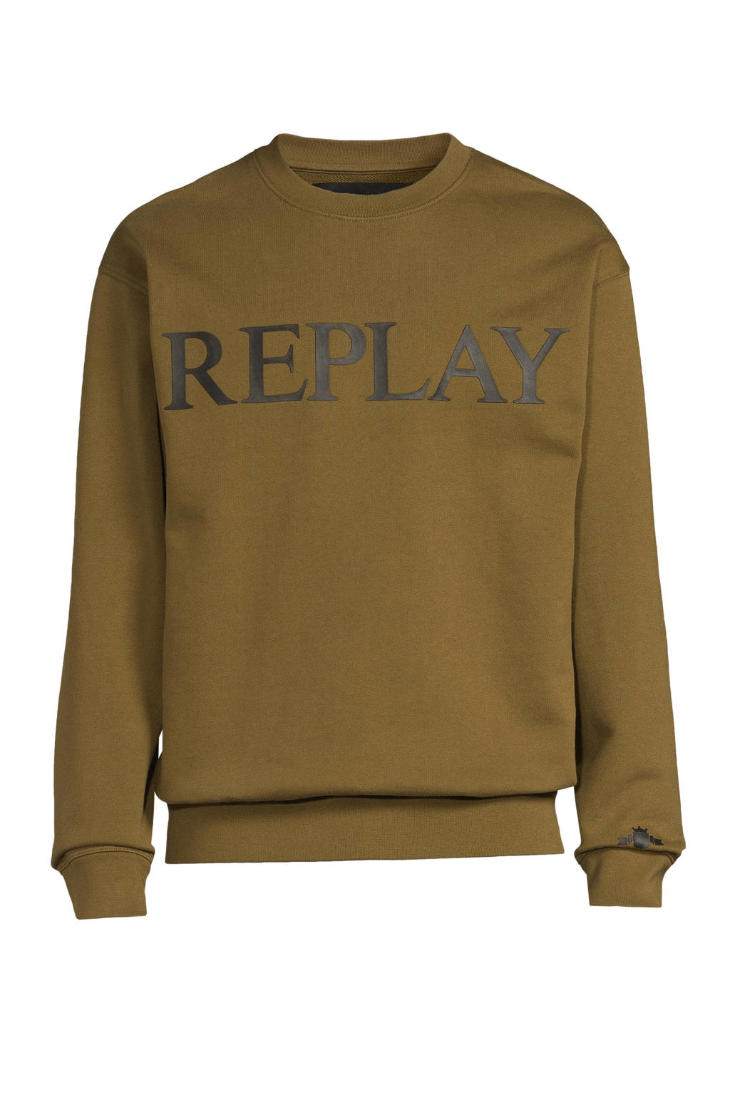 REPLAY sweater met logo army green | wehkamp