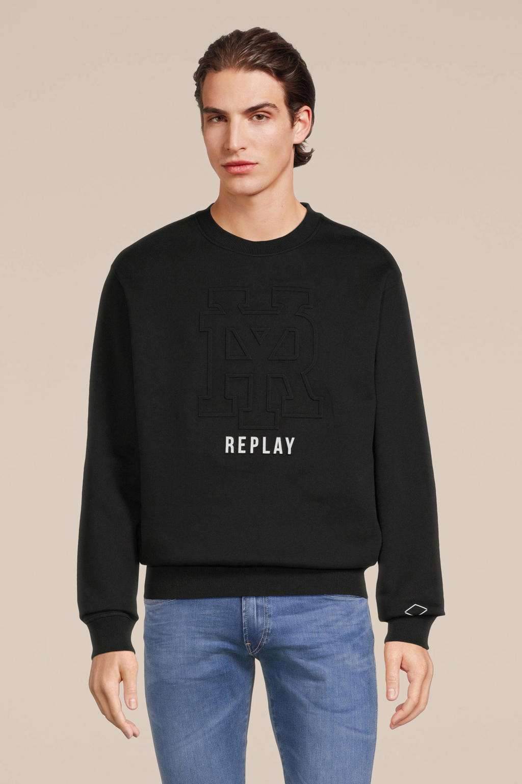 REPLAY sweater met printopdruk black | wehkamp