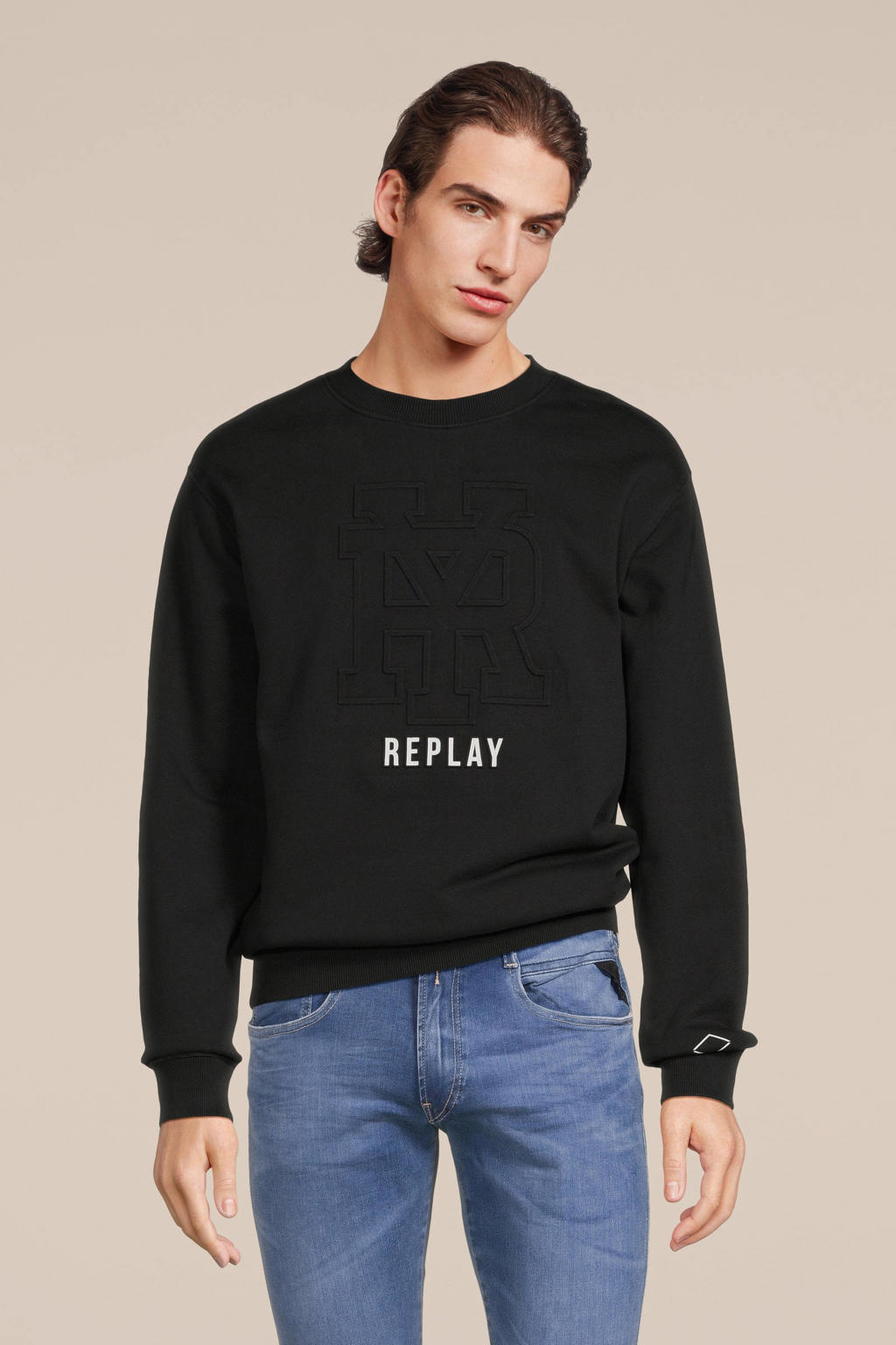 REPLAY sweater met printopdruk black | wehkamp