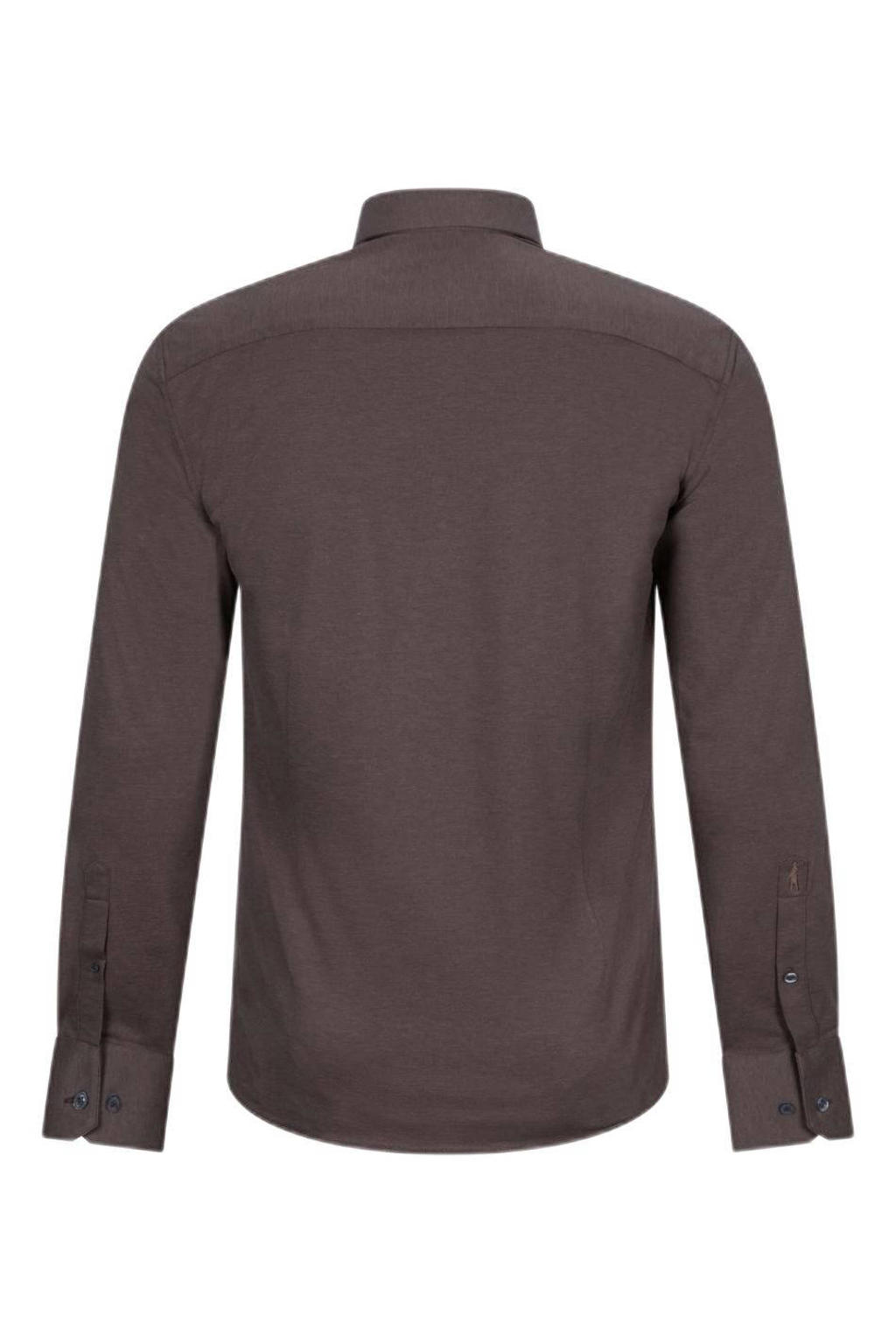 Cavallaro Napoli gemêleerd slim fit overhemd Piquo dark brown | wehkamp