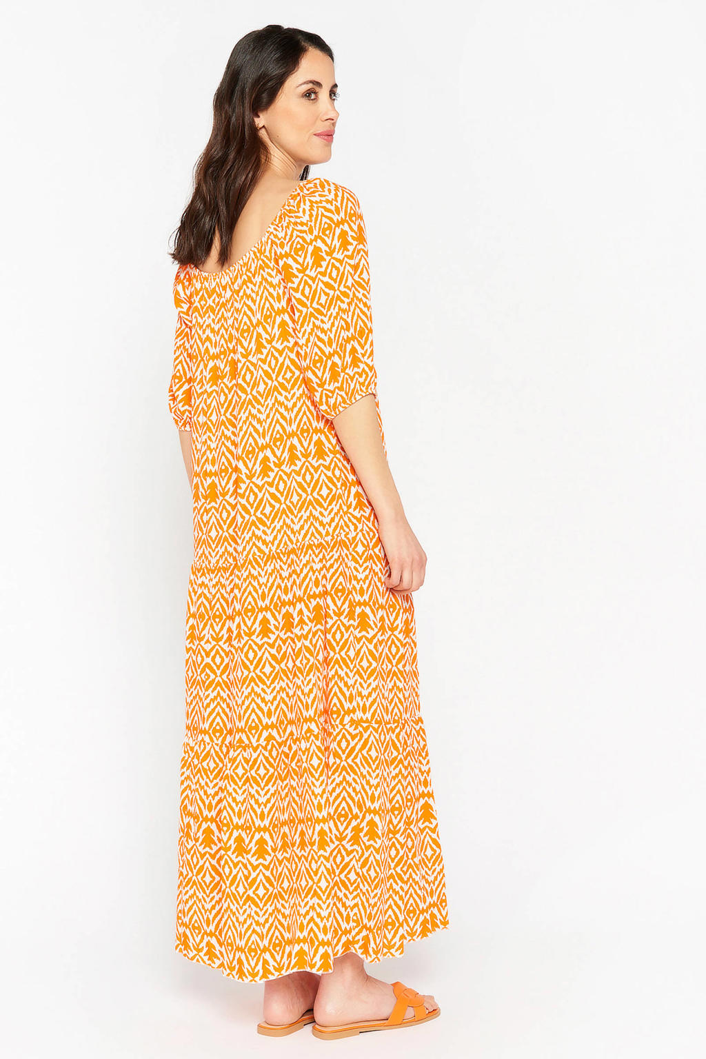 LOLALIZA maxi jurk met all over print oranje | wehkamp