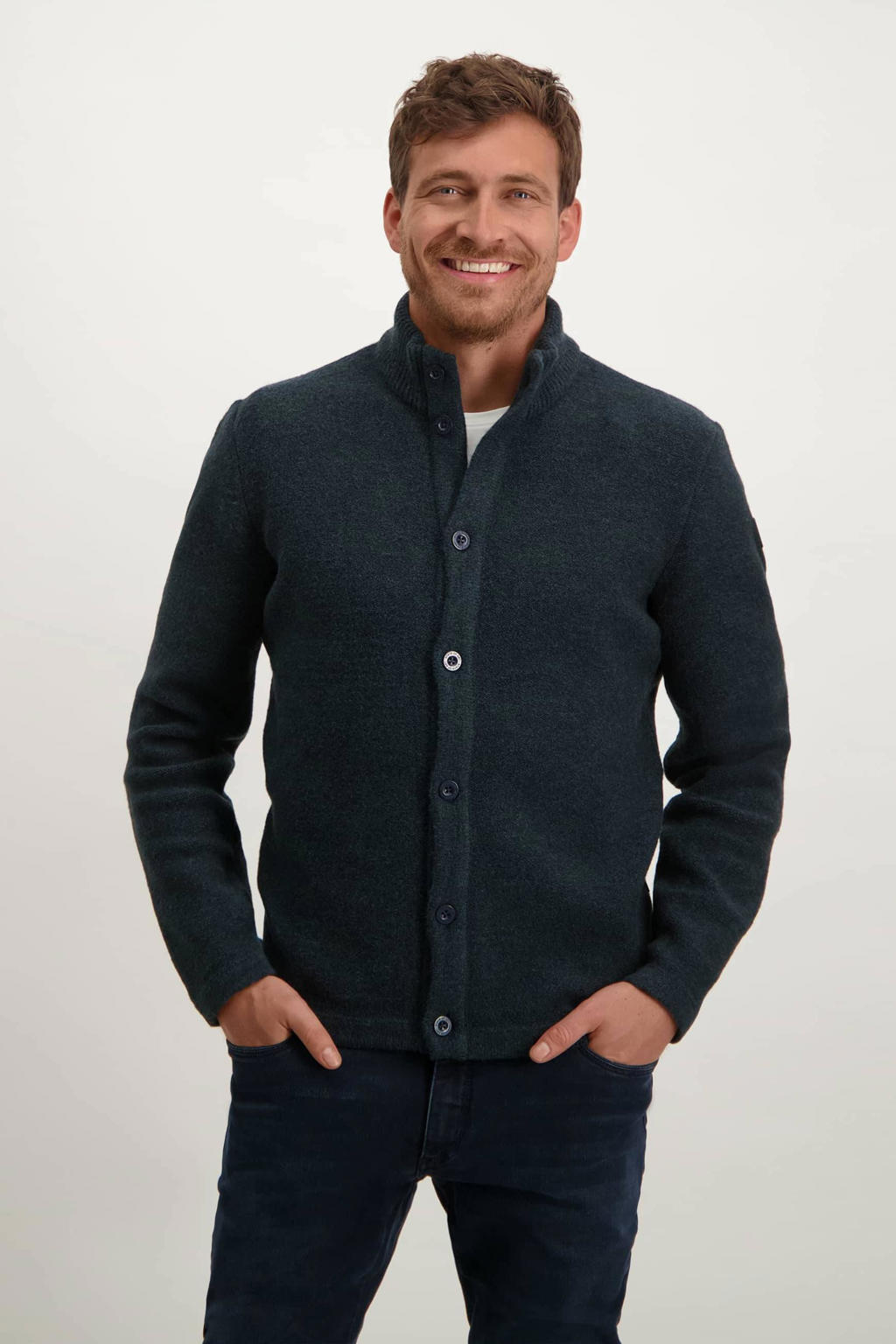 State of Art vest met wol donkerblauw | wehkamp