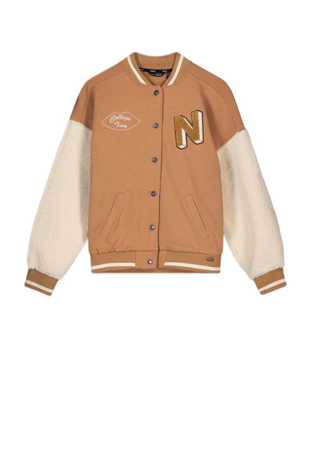 NoBell’ baseball jacket Barsy met 3D applicatie kaneelbruin/offwhite ...