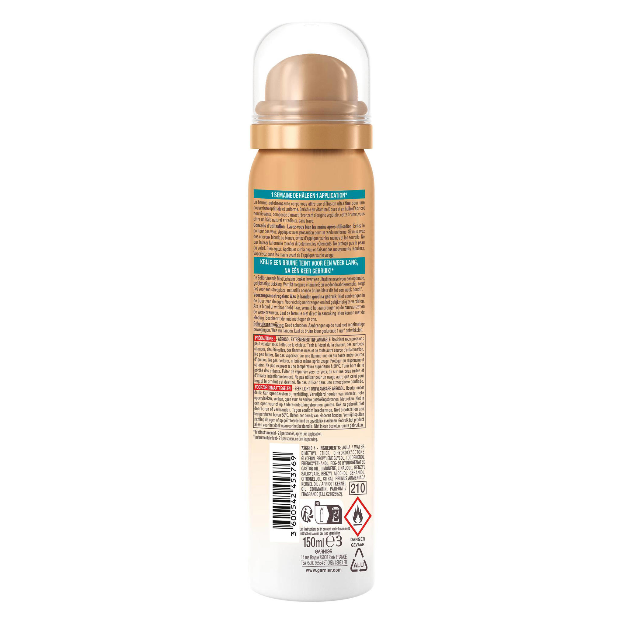 Garnier Ambre Solaire Natural Bronzer Body Mist zelfbruiner - 150 ml ...