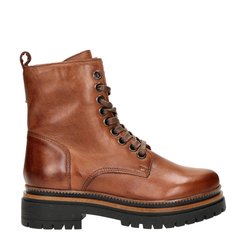Nelson leren veterboots cognac | wehkamp