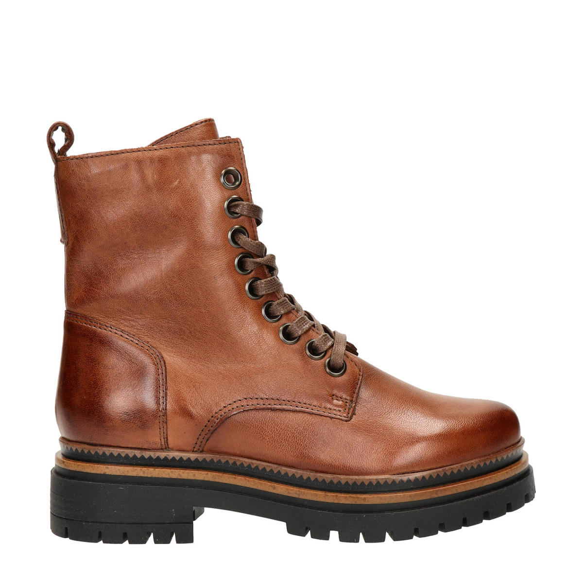 Nelson leren veterboots cognac | wehkamp