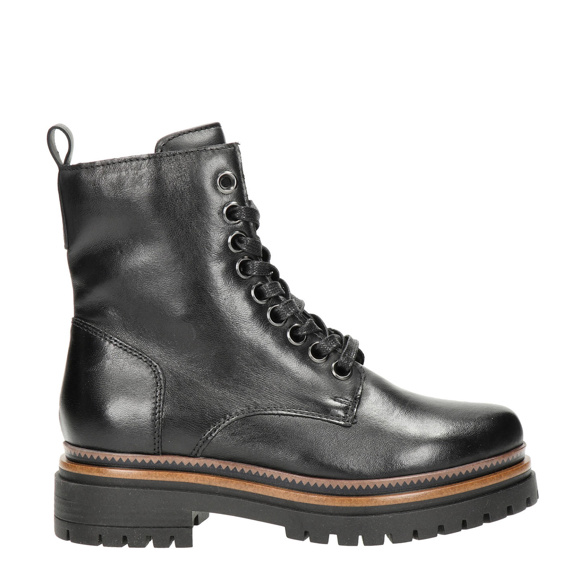 Nelson leren veterboots zwart | wehkamp