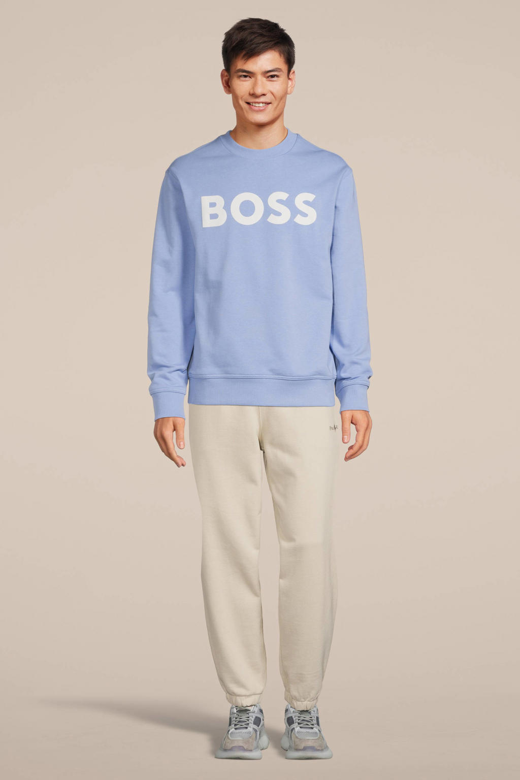 BOSS sweater met logo open blue | wehkamp