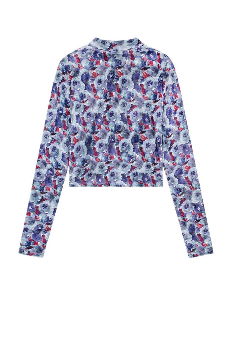 NIK&NIK gebloemde fluwelen top lila/paars | wehkamp