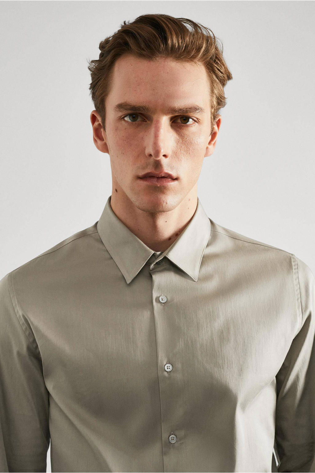 Mango Man super slim fit overhemd groen | wehkamp