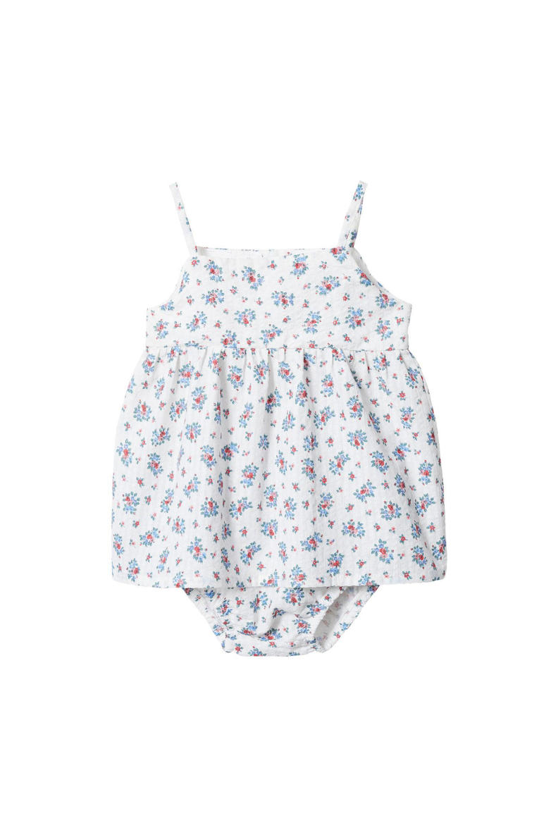 Mango Kids baby zomerjurk met bloomer wit/blauw/rood | wehkamp