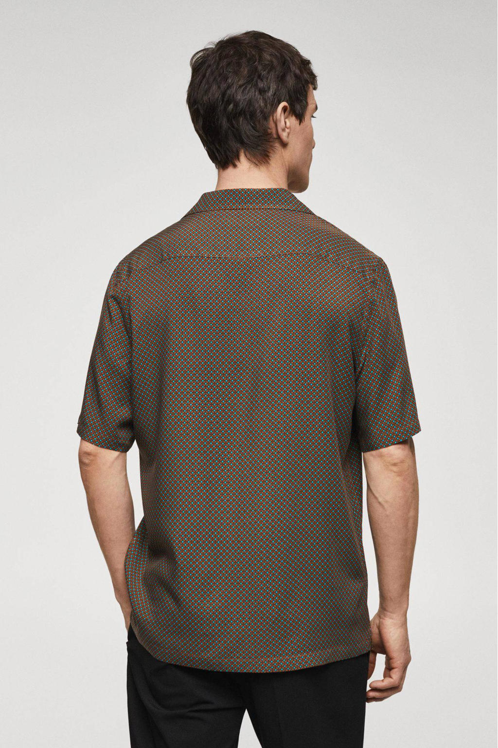 Mango Man regular fit overhemd met all over print bruin | wehkamp