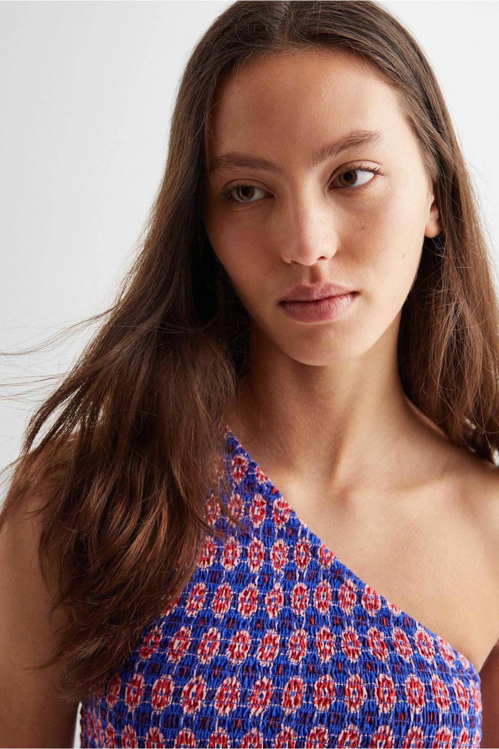 Mango Kids off shoulder top met all over print blauw/rood | wehkamp