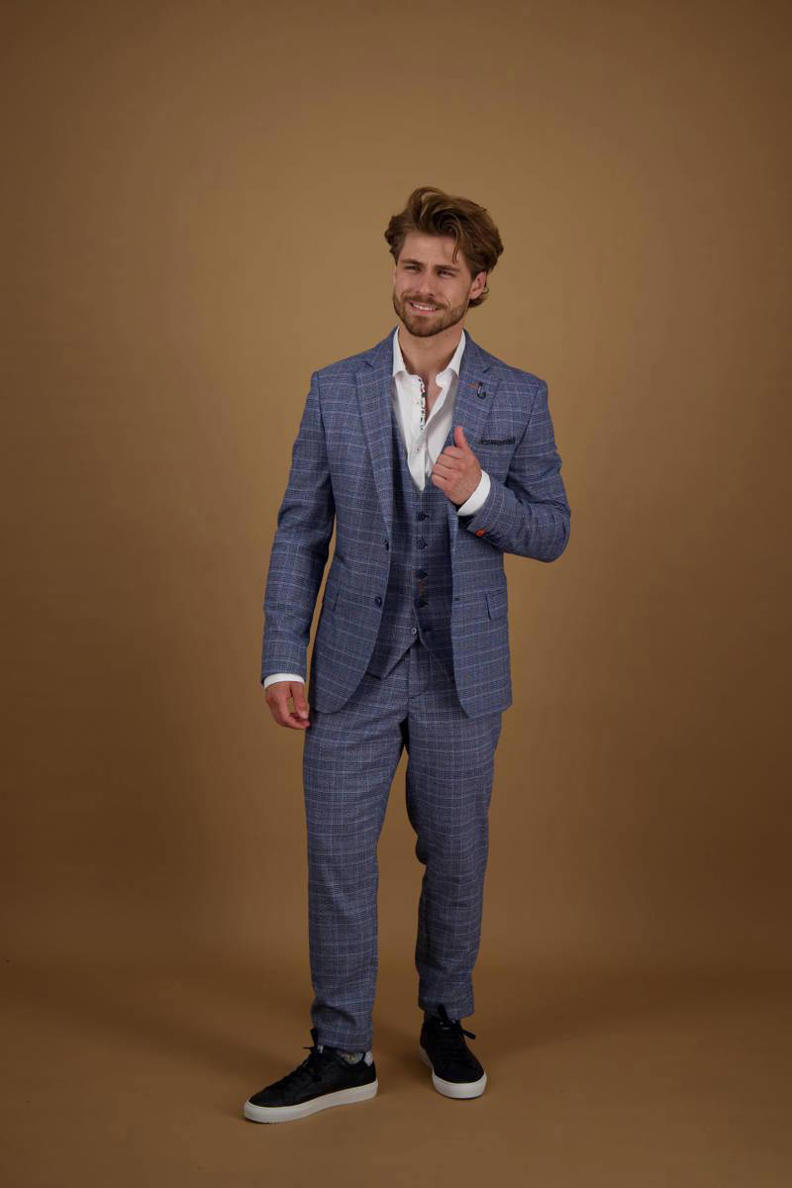 A fish named Fred geruit regular fit colbert blue | wehkamp