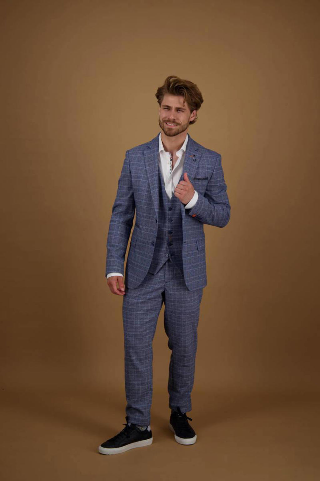 A fish named Fred geruit regular fit colbert blue | wehkamp