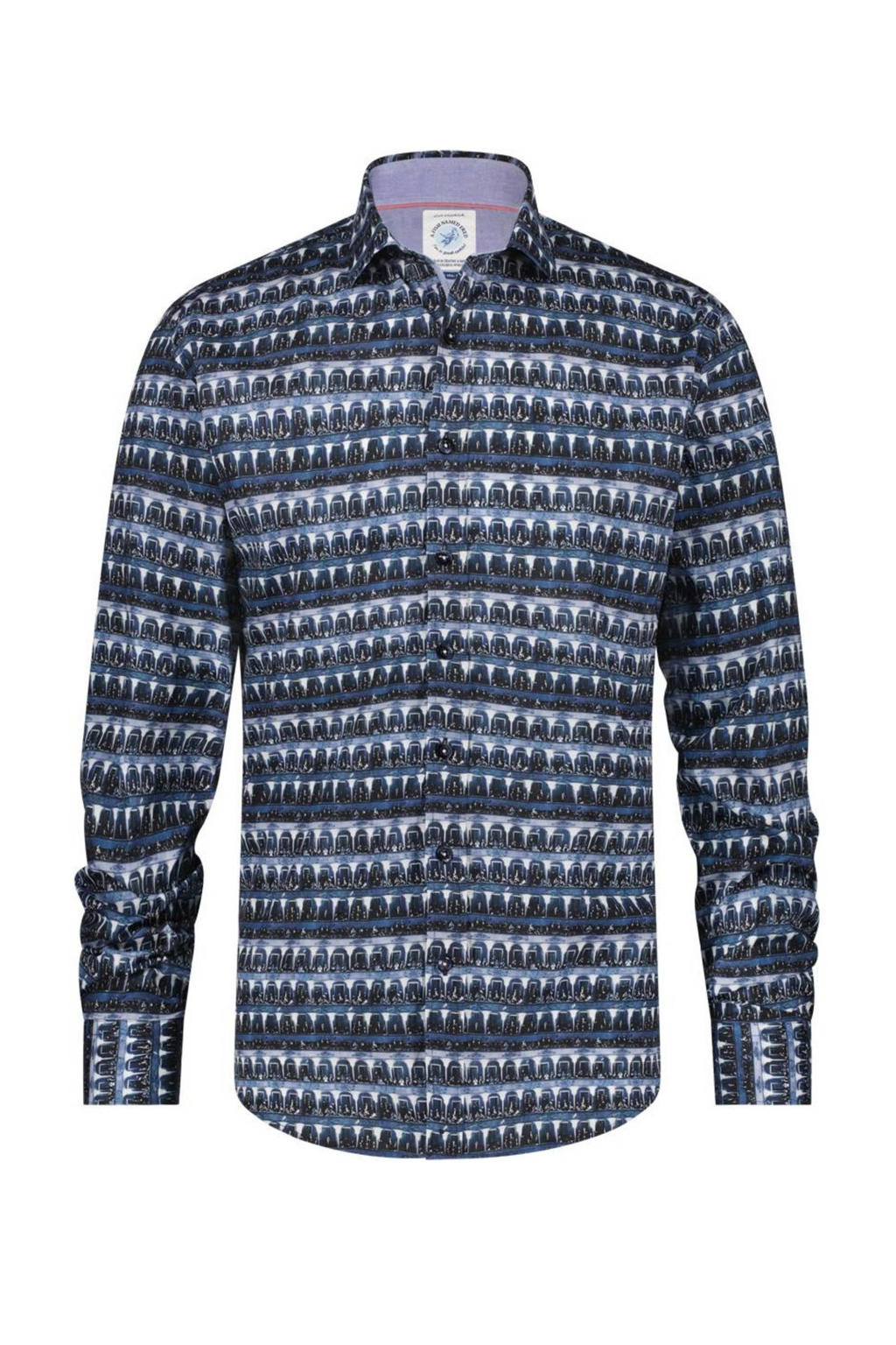 A fish named Fred slim fit overhemd Theater met all over print blue ...